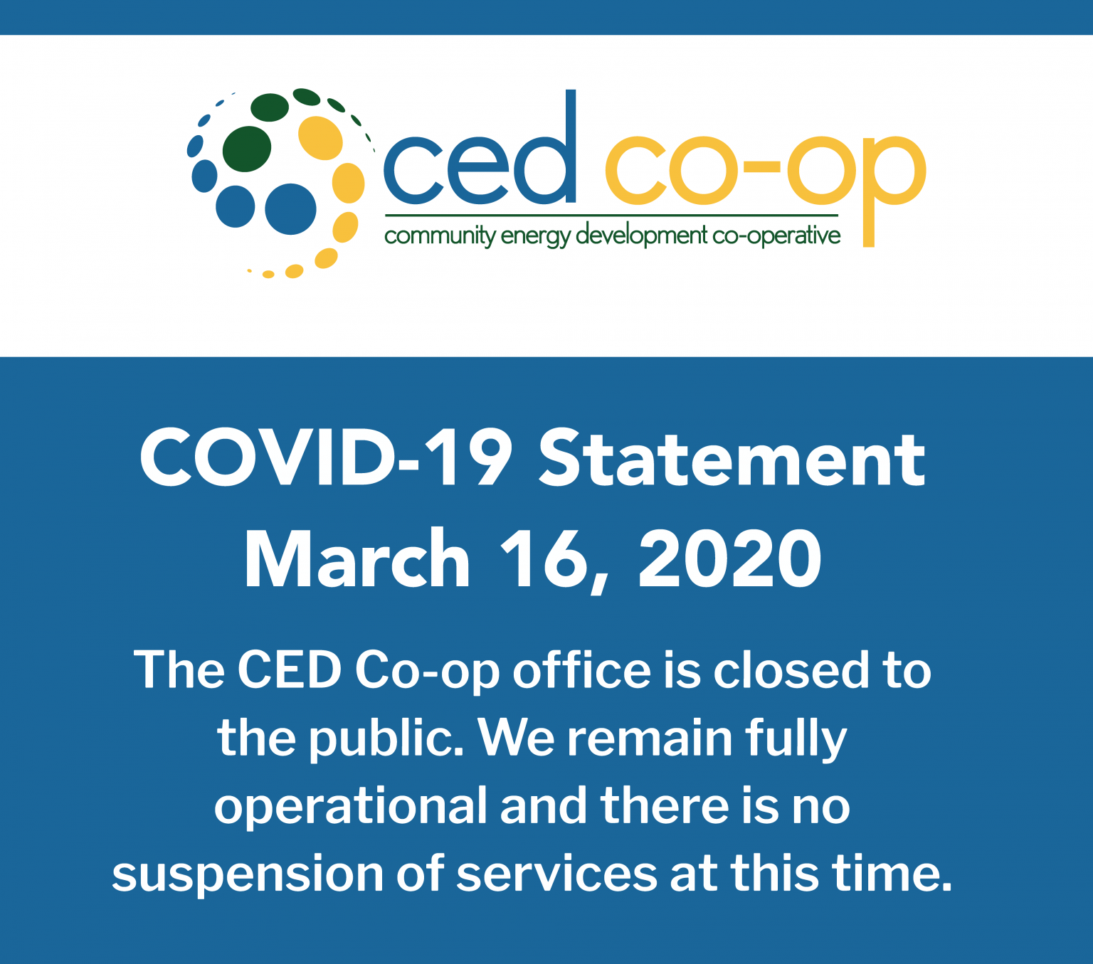 COVID-19 and CED Co-op: March 16, 2020 - CED Co-op